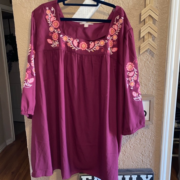 Woman Within | Tops | Woman Within Square Neck Flowy Top Maroon ...
